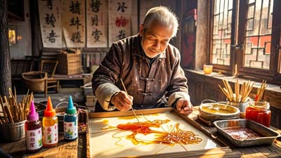 Chinese Culture: Chinese Traditional Handicraft 糖画(táng huà)